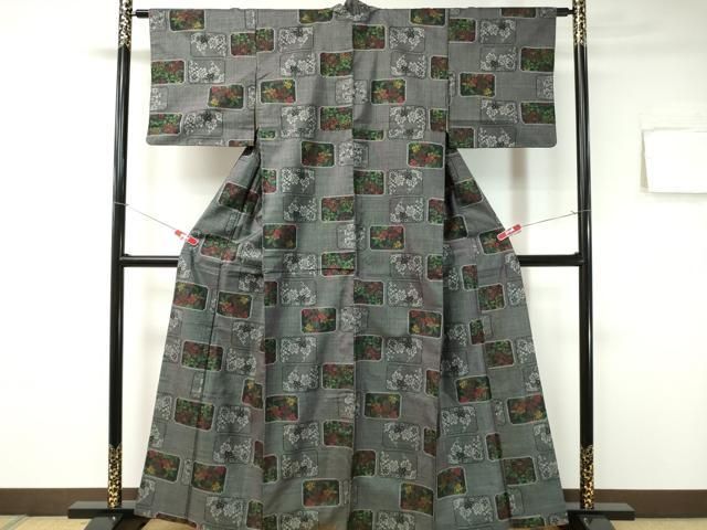 平和屋着物○本場大島紬 白大島 一元7マルキ 麻の葉文様 正絹 逸品