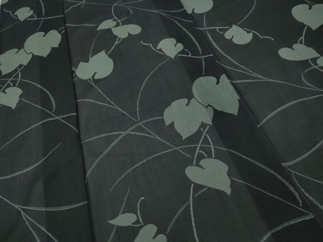 平和屋着物＊夏物 紗 蔦の葉文 黒地 小紋 正絹 逸品 CAAU3346ng