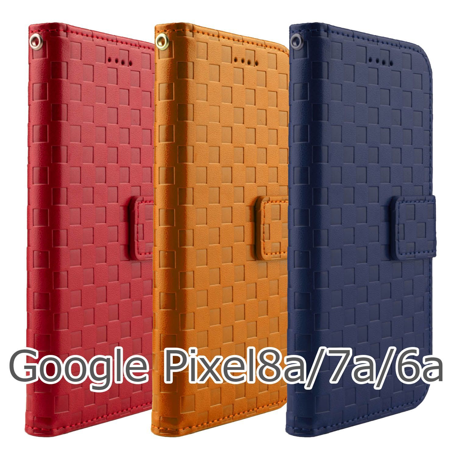 Google Pixel8a ケース 手帳型 Pixel7a カバー 格子柄 シンプル Pixel6a レザー 革 赤 レッド 紺 青 ネイビー 茶 ブラウン チェック ピクセル 安い 送料 ...
