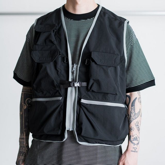 Acy エイシー 24SS 2WAY UTILITY VEST リバーシブルユーティリティーベスト ACY-24SS-004 4(XXL) Black ジレ MIN-NANO ミンナノ トップス 新品 Acy エイシー 24SS 2WAY UTILITY VEST リバーシブル