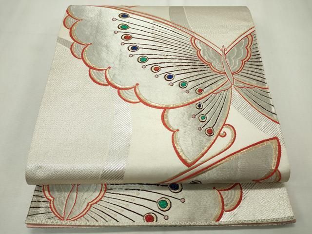 平和屋着物○全通柄 九寸名古屋帯 紬地 流線文