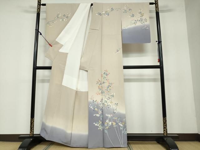 平和屋着物○本加賀友禅作家 野路博 訪問着 枝花文 暈し染め 正絹 逸品