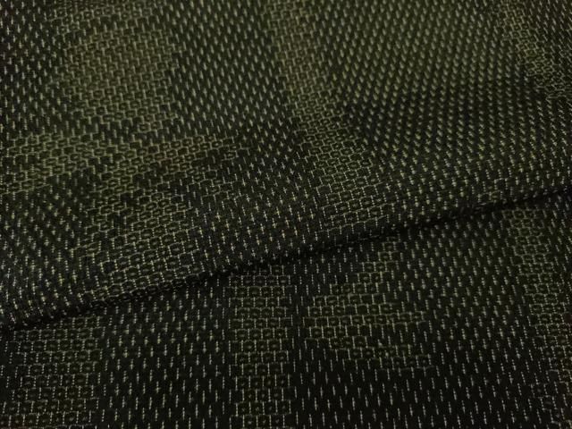 平和屋本店□極上 白たかの絣 単衣 110亀甲 あらと織 笹竹文 反端付き