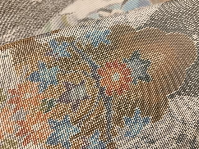 平和屋着物●本場大島紬　一元7マルキ　総絣　風景文　正絹　逸品　未使用　AABC3681ph 平和屋着物○本場大島紬 一元7マルキ 女人文 総絣 正絹 逸品 未使用