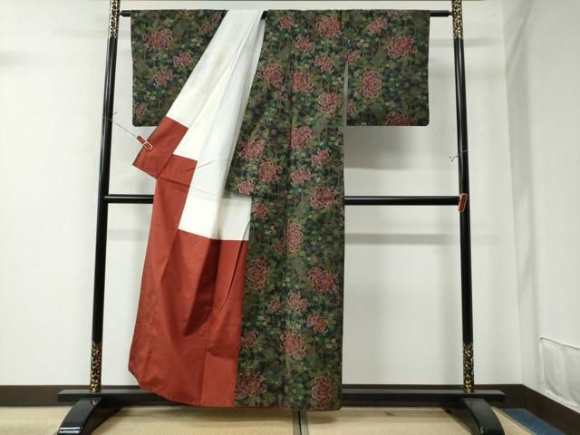 平和屋着物○本塩沢 110亀甲 横段吉祥文 正絹 逸品 CAAY5114ut 平和