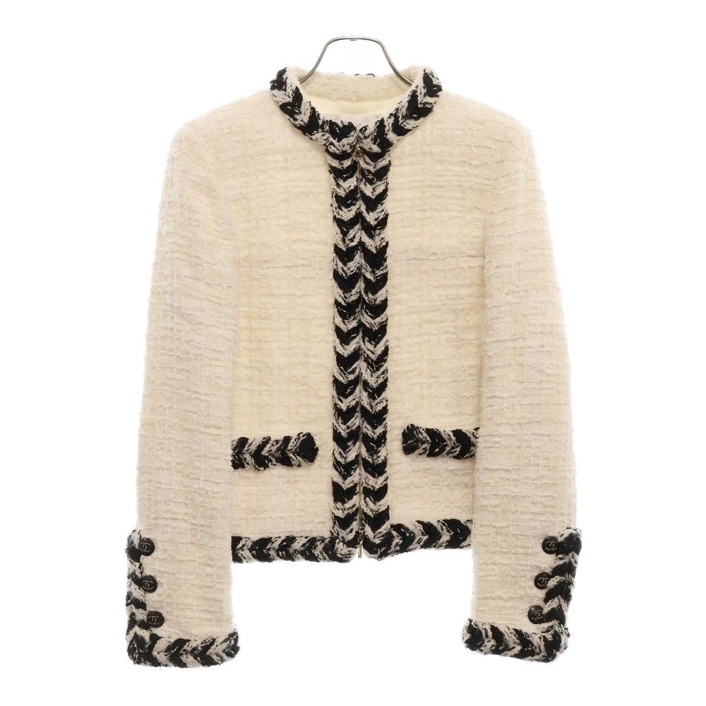 CHANEL (シャネル) 20AW ツイード ノーカラー ジップアップ CHANEL (シャネル) 20AW ツイード ノーカラー ジップアップ