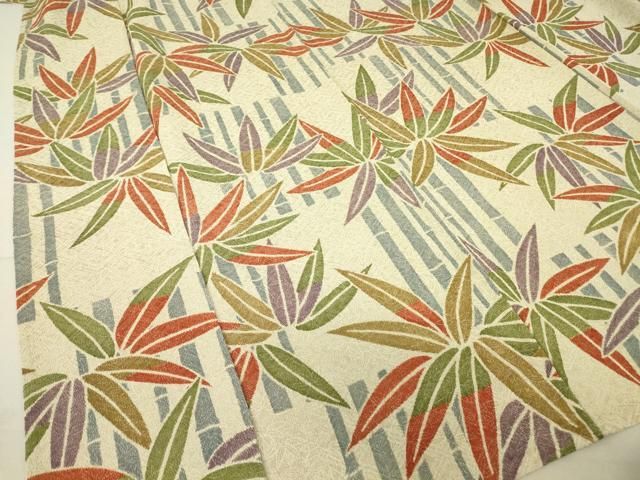 平和屋着物▽上質な小紋 単衣 草葉文 暈し染め 正絹 逸品