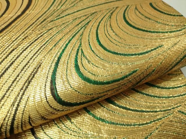 平和屋着物○両面 全通柄袋帯 流水文 金糸 正絹 逸品 CAAW5695vp