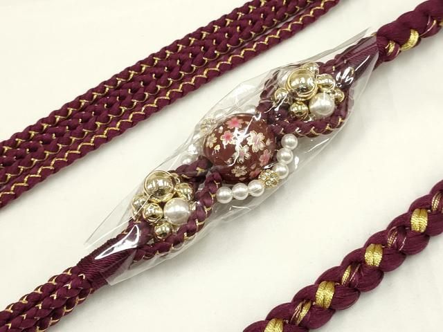 平和屋着物○和装小物 振袖用帯締め 装飾 パール ラインストーン 金糸
