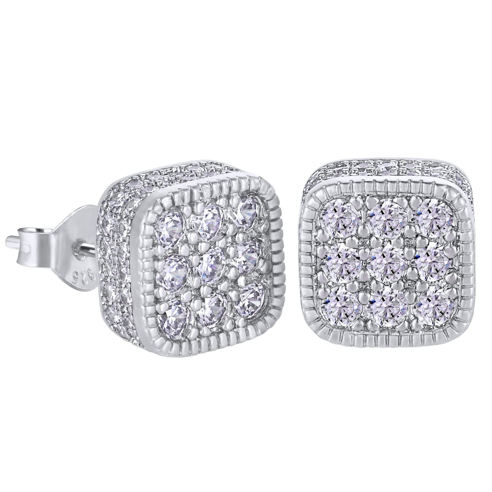 新生活応援SALEシルバー（幅8mm） VEXXS ピアス メンズ シルバー925 CZダイヤ スタッド K14 ゴールド シルバー ジルコニア アクセサリー ギフト プレゼント 贈り物 お ...