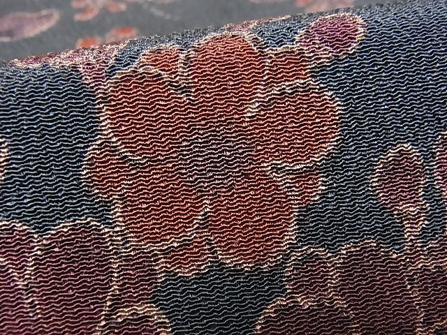 平和屋-こころ店□上質な小紋 草花文 鬼しぼ縮緬 正絹 逸品 未 平和屋-こころ店□上質な小紋 草花文 鬼しぼ縮緬 正絹 逸品 未