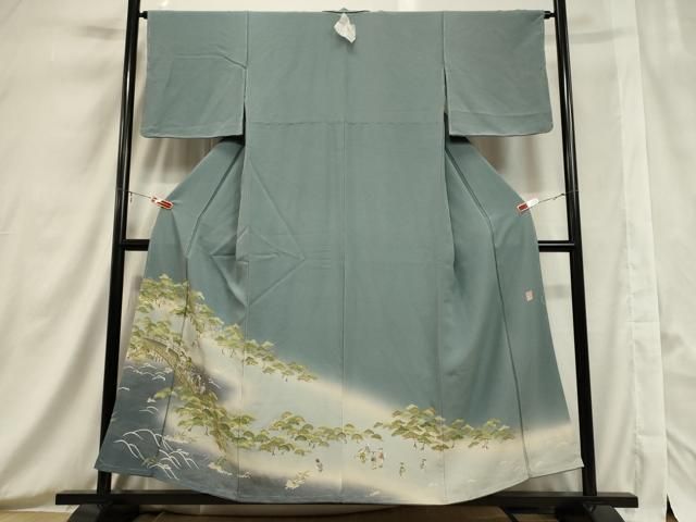 平和屋着物▽訪問着 単衣 作家物 渡橋水車地紋 暈し染め