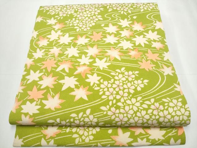 平和屋着物○九寸名古屋帯 型染め 流水花文 正絹 逸品 CAAY9632hy