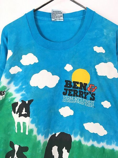 古着 90s USA製 BEN&JERRY'S アイスクリーム 企業 タイダイ Tシャツ