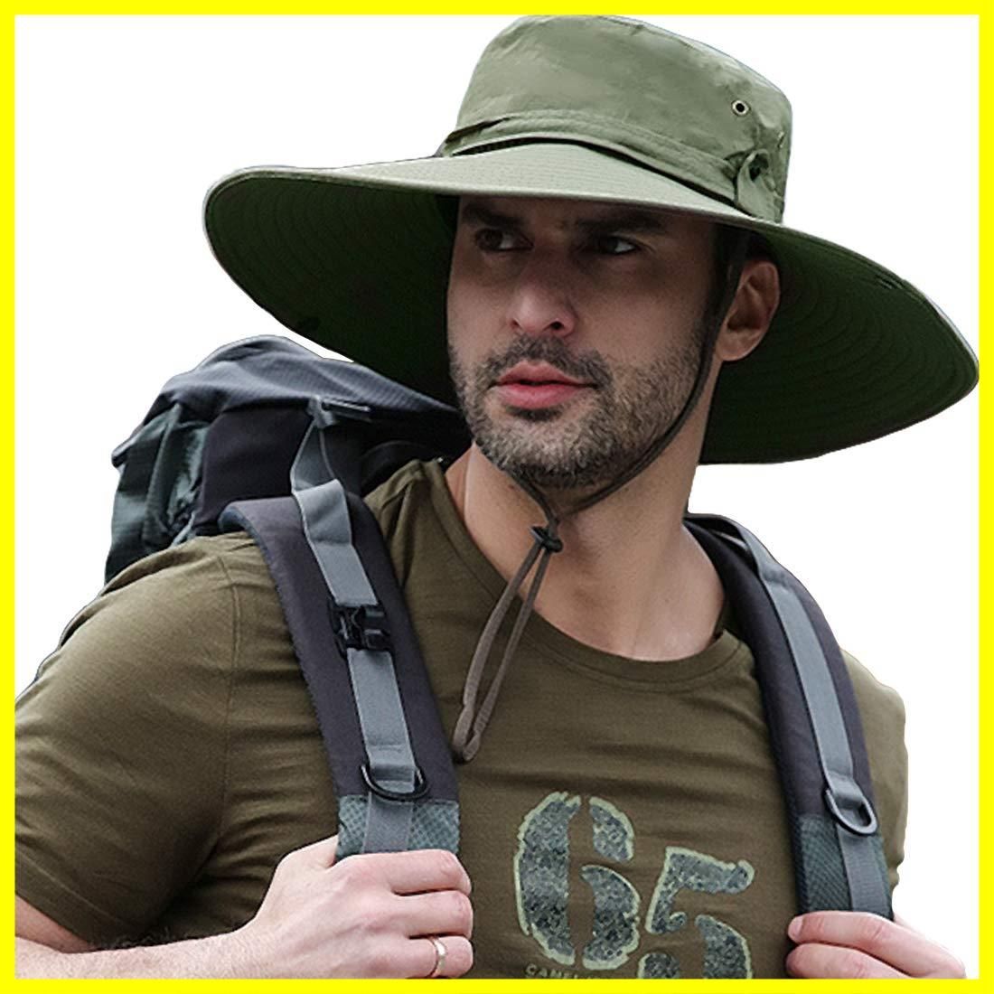 【特価セール】2WAY 折り畳み 速乾性 UVカット 防風 通気性 防塵 大きいサイズ 【専門機関UPF50+認証取得】【12cmつば広・撥水・防汚機能】 紫外線対策 メンズ あご紐付き ...