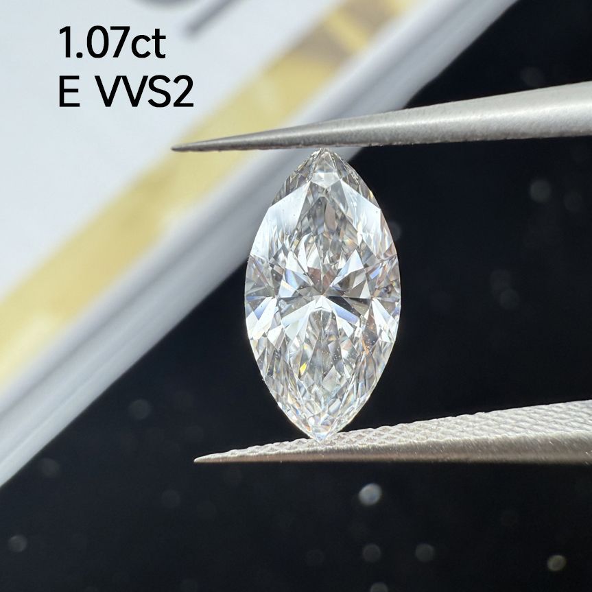 1.07ct E VVS2 Marquise Cut ラボグロウンダイヤモンド ルース マーキスカット ファンシーシェイプ IGI鑑定書付き オーダーメイド セッティング シンプルデザイン ...