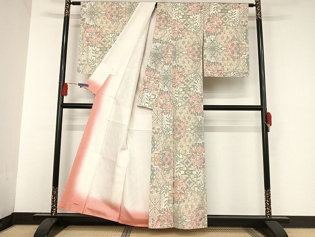 平和屋着物○本場大島紬 鳥獣丸文 正絹 逸品 AAAU4263np