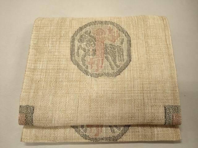 平和屋着物○九寸名古屋帯 横段草花文 金糸 ゑり善扱い 正絹 逸品