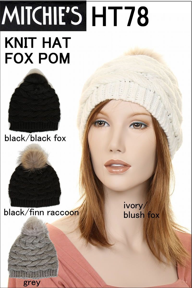 MITCHIE'S MATCHINGS ミッチーズ マッチングス KNIT HAT FOX POM HT78 ニット ハット フォックス ...