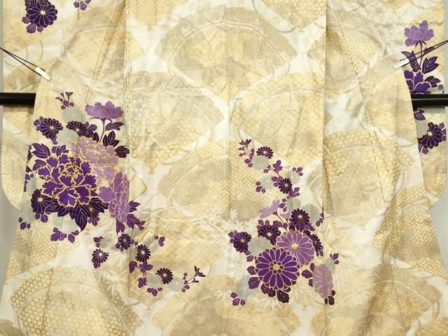 平和屋着物□豪華振袖 駒刺繍 檜扇花文 金彩 正絹 逸品 平和屋着物□豪華振袖 駒刺繍 檜扇花文 金彩 正絹 逸品