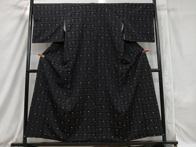 平和屋着物□上質な小紋 紬地 幾何学文 正絹 逸品 DAAV2093xg