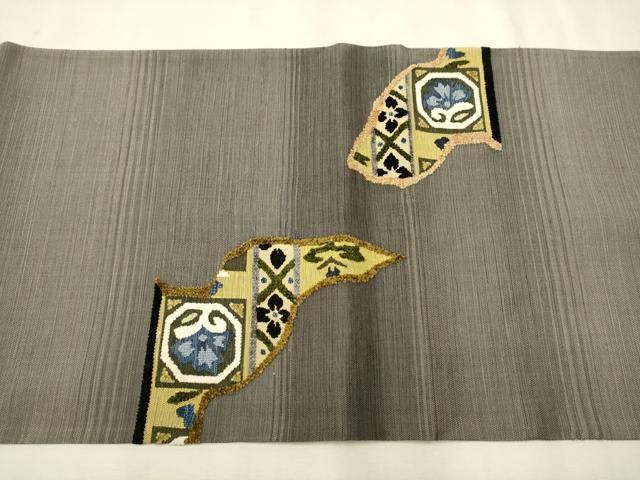 平和屋着物○太鼓柄袋帯 紬地 吉祥花丸文 正絹 逸品 CAAT0877hy