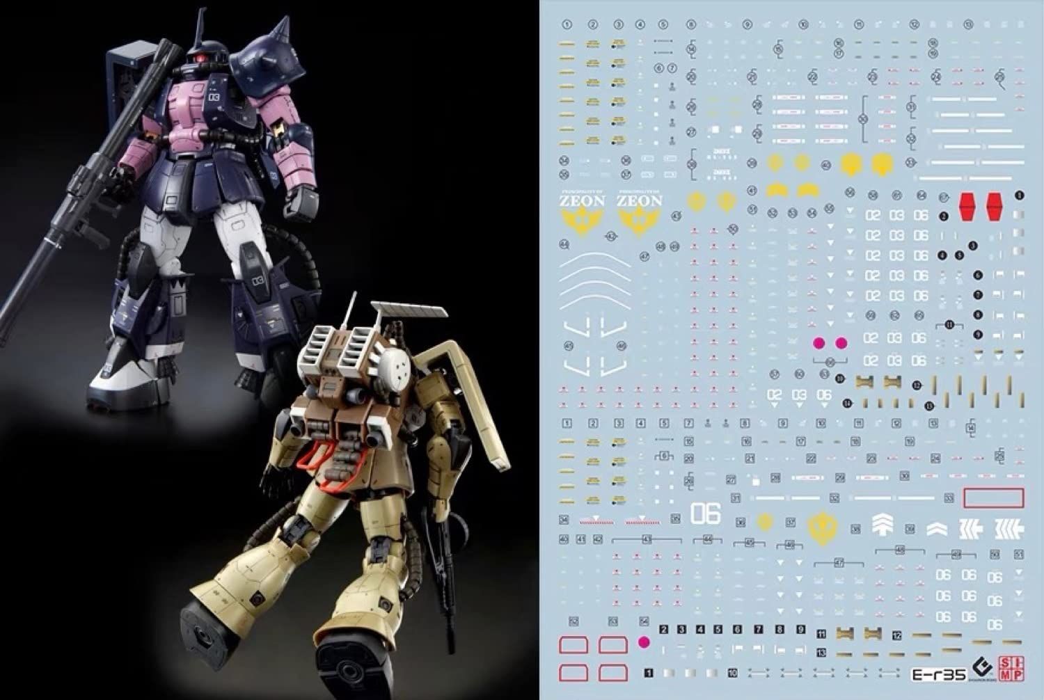 【在庫セール】黒い三連星専用ザクII/MS-06F MS-06R-1A ザクマインレイヤー用 1/144 RG RG ディテールアップ用水転写 ...