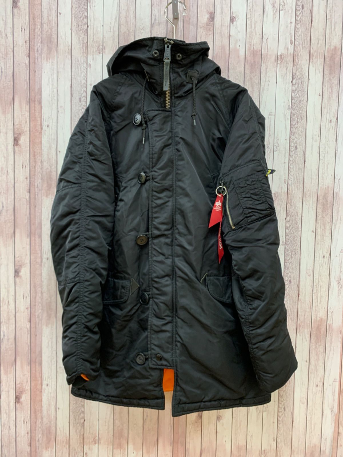 ☆ALPHA INDUSTRIES アルファ インダストリーズ N-3B ミリタリージャケット M フーディ ブラック系 メンズ MR627 ...