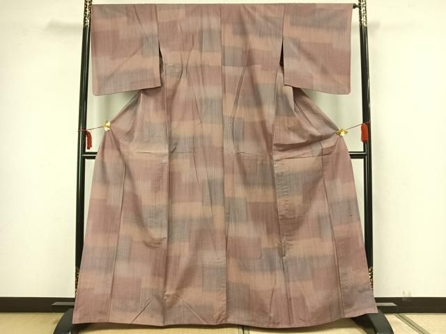 平和屋着物▽上質な紬 単衣 霞文 正絹 逸品 AAAW1481fy