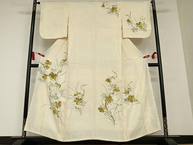 平和屋着物●訪問着　刺繍　草花文　正絹　逸品　AAAY6516zg 平和屋着物○訪問着 刺繍 草花文 正絹 逸品 AAAY6516zg