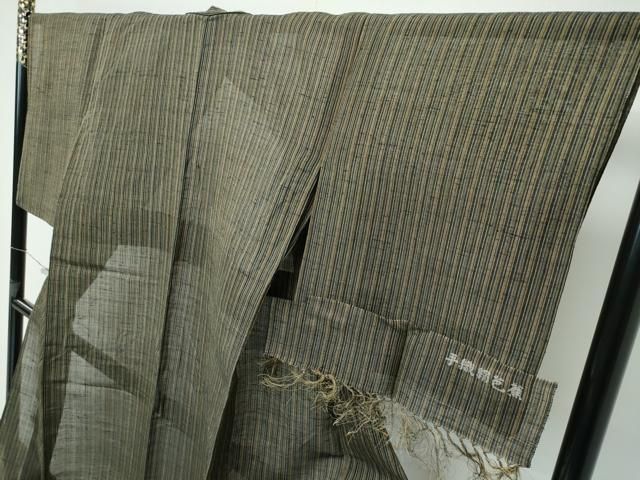 平和屋着物□極上 夏物 絹芭蕉 手織 縞 反端付き 逸品 CZAA3778s5