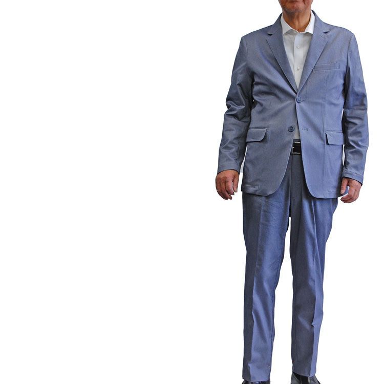 751008-25春夏ストレッチシングルビジカジジャケット 春夏スラックスとセットでセットアップスーツにできるジャケット ライトグレーマット ...