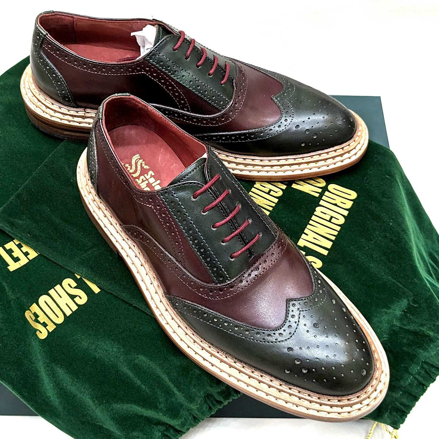 【アウトレット】24.5cm/UK6.5トリプルステッチソール グリーン＆ワインカラー 限定品/左足踵にキズあり/右足羽根に色抜け④ - メルカリ