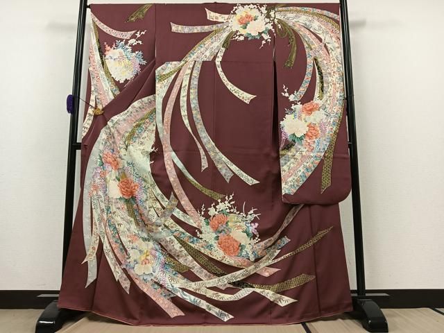 平和屋着物□上質な色無地 霞地紋 濃鼠色 正絹 逸品 DAAS9507ma