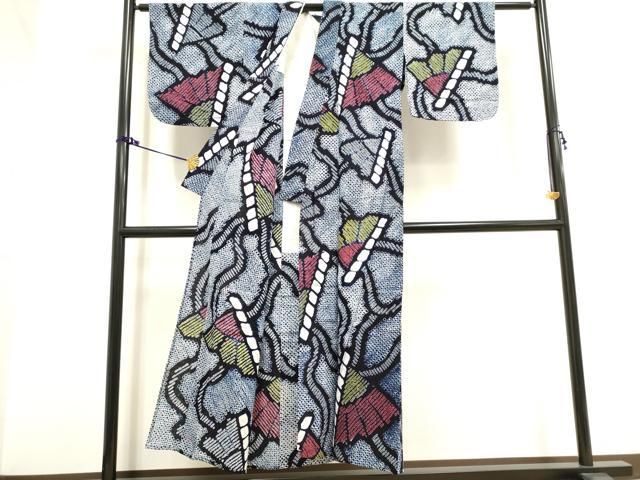 平和屋着物∴夏物 浴衣 有松鳴海絞り 枝花文 綿 逸品 DAAV7285cd 平和