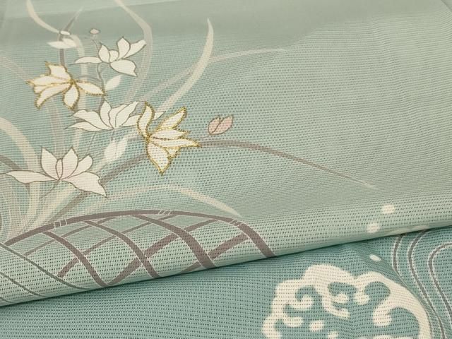 平和屋着物＊夏物　訪問着　絽　駒刺繍　流水草花文　正絹　逸品　AABA2780jd 平和屋着物＊夏物 訪問着 絽 駒刺繍 流水草花文 正絹 逸品 AABA2780jd