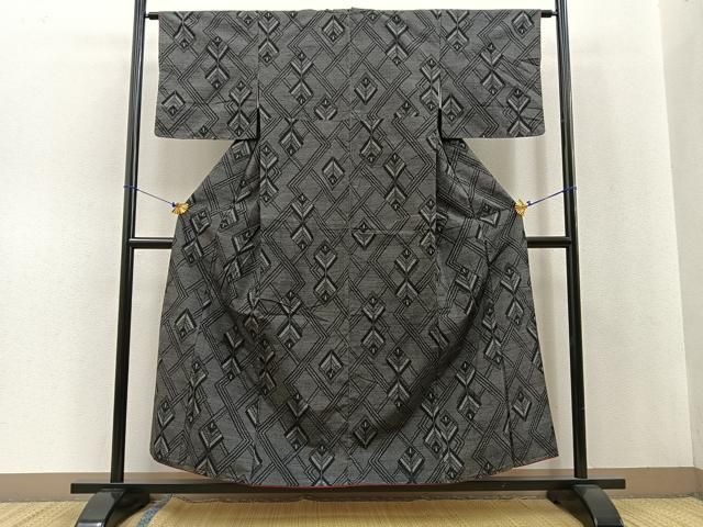 本場大島紬 アンサンブル 平和屋着物○男性 幾何学文 吉祥文 証紙付き