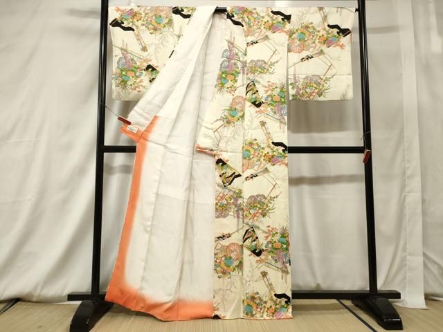 平和屋着物□上質な小紋 扇面花文 金彩 やまと誂製 正絹 逸品