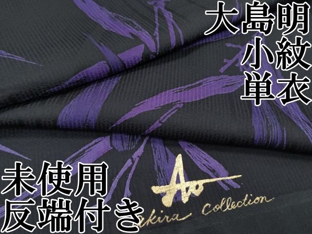平和屋本店□極上 染織作家 染織デザイナー 大島明 小紋 単衣 笹竹文