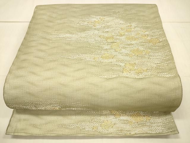 平和屋着物○八寸名古屋帯 組織 霞間道 金糸 正絹 逸品 DAAT7941ob