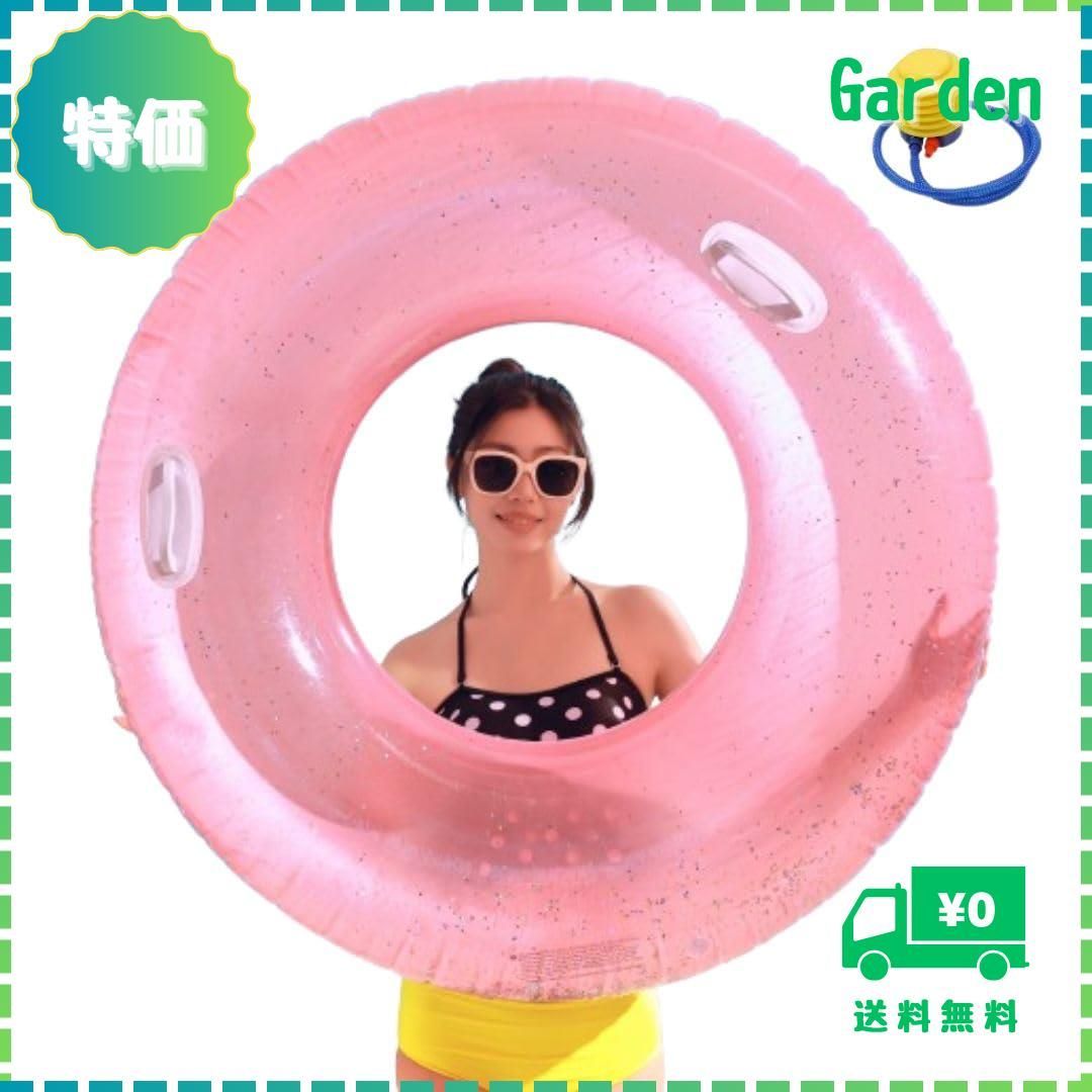 【人気商品】wemitas 浮き輪 大人用 120 100 浮輪 大きい フロート 持ち手付き ピンク キラキラ 空気入れ 修復 テープ 3点セット (ピンク 120) - メルカリ