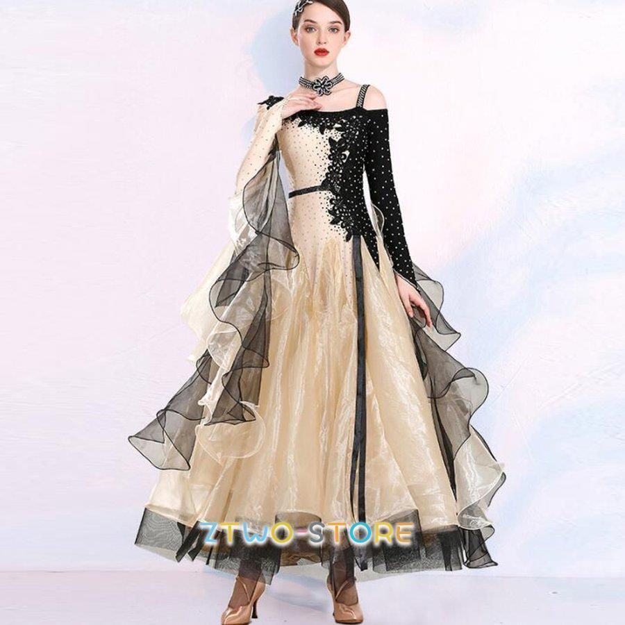 社交ダンス衣装 ワンピース モダンダンス ワルツ専用ドレス レッスン着