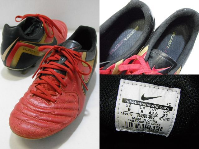 NIKE サッカースパイク ティエンポ スーパーリゲラ3 レッド 27cm NIKE サッカースパイク ティエンポ スーパーリゲラ3 レッド 27cm