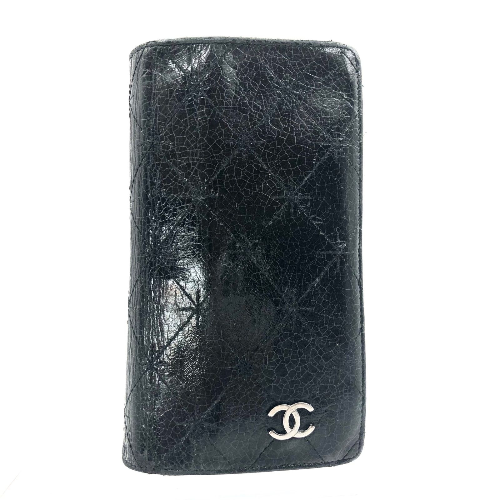 CHANEL シャネル マトラッセ風ステッチ 二つ折り縦型財布 ココ CHANEL シャネル マトラッセ風ステッチ 二つ折り縦型財布 ココ