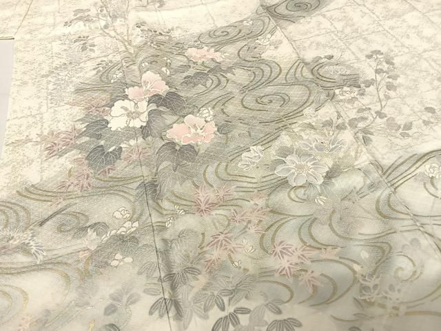 平和屋着物○訪問着 流水草花文 暈し染め 金彩 正絹 逸品 AAAQ0476np