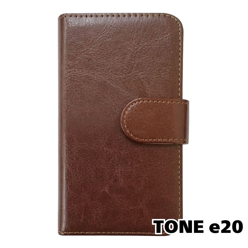 【新品未使用】 TONE e20 トーンe20 手帳型スマホ ケース PUレザー スムースレザー (カバー色ブラウン) 無地 茶色 シンプル おしゃれ かわいい カード収納 携帯カバー ...