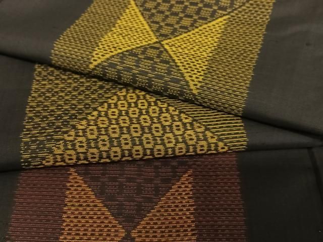 平和屋着物○本場大島紬 一元7マルキ エ霞色紙花文 正絹 逸品