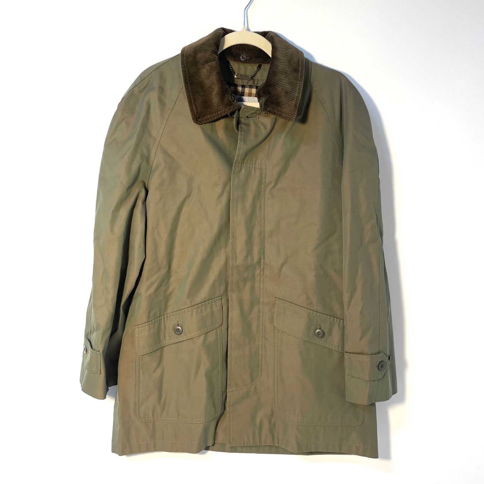 M0909-1-F Aquascutum club92 カーキ コート ブルゾン 玉虫 チェック 襟 コーデュロイ ライナー付き - メルカリ