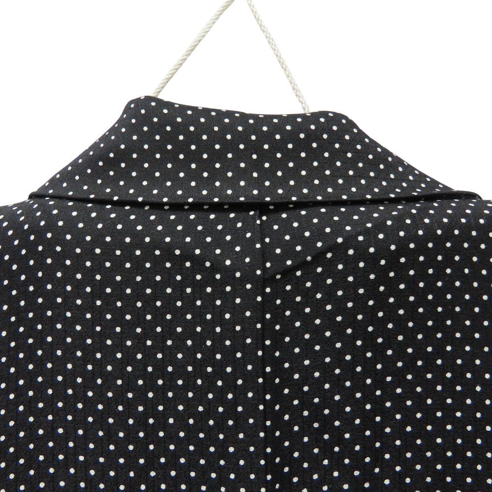 中古 小紋 紀裳苑 正絹 ブラック ホワイト ドット柄 水玉 落款あり 和装 呉服 和服 きもの レディース 女性 中古】 小紋 紀裳苑 正絹 ブラック ホワイト ドット柄 水玉 落款あり