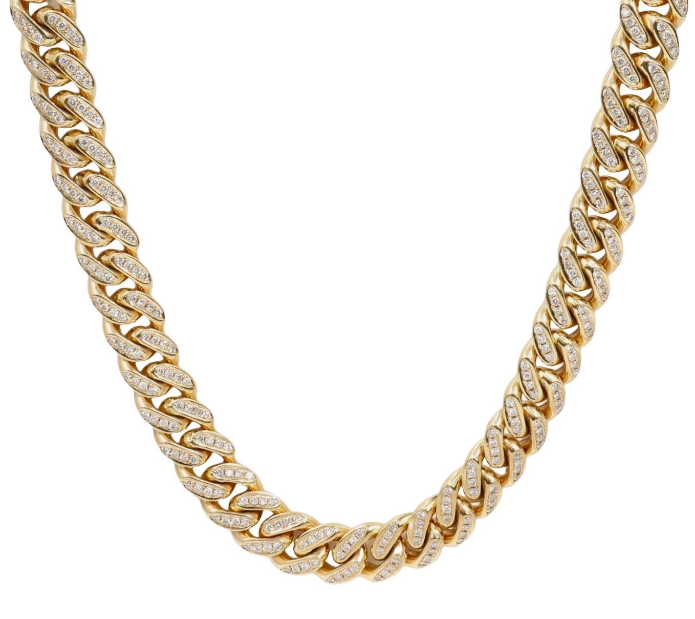 14K K14 YG マイアミ キューバン チェーン ネックレス ダイヤモンド 25.00ct 45cm 14金 イエローゴールド ジュエリー - メルカリ